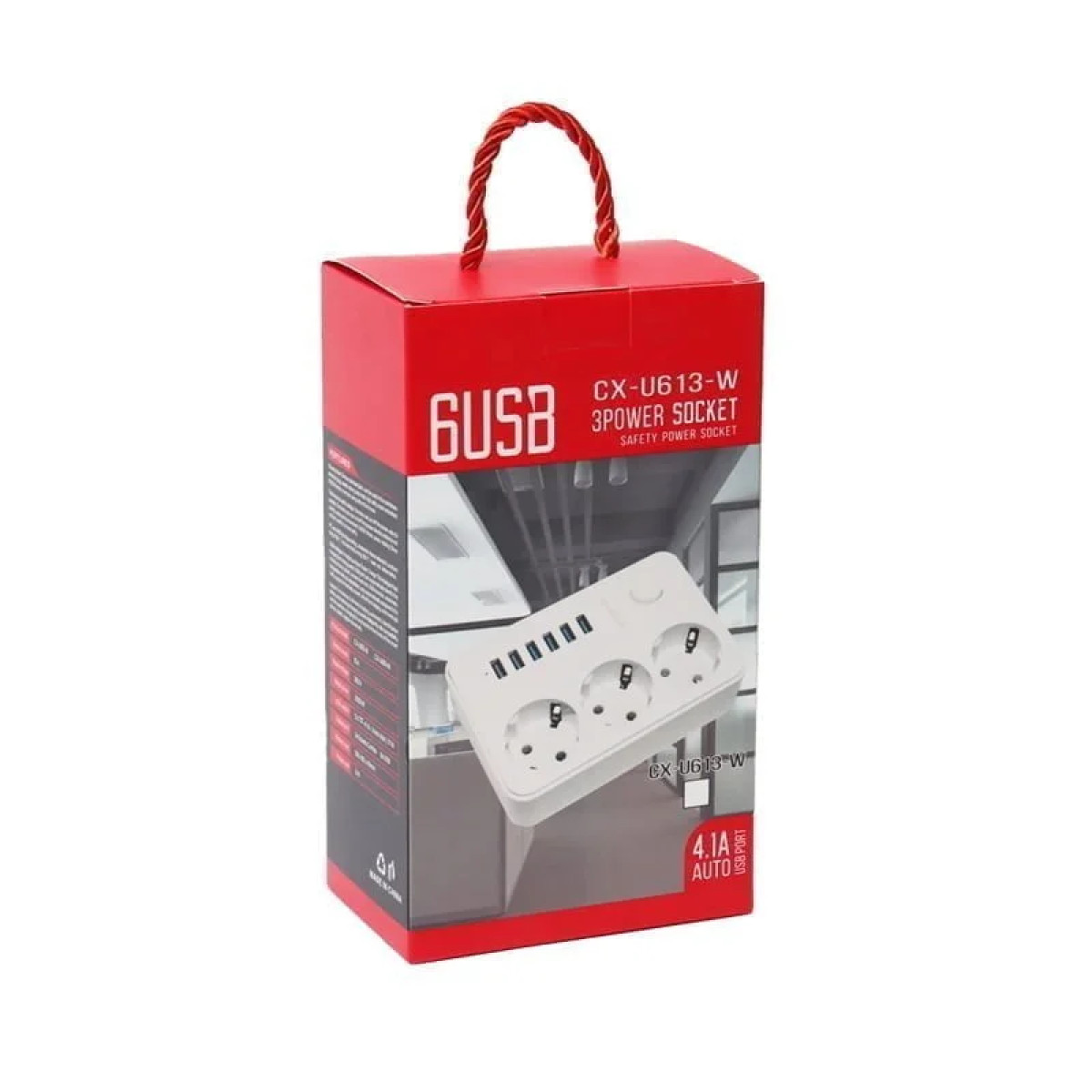 Prailgintuvas 2m su 3 lizdais ir 6 USB jungtimis CX-U613